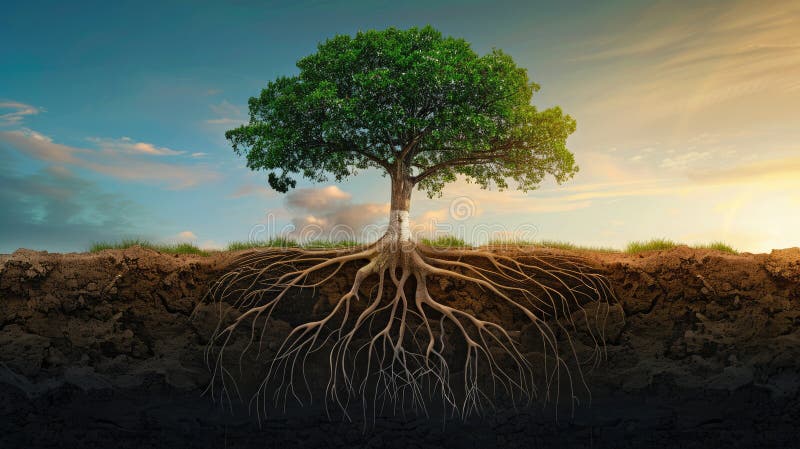Diagram of Underground Root System of Tree Growing in Field in the ...