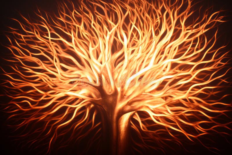 An Image of a Tree with Flames Coming Out of it Stock Illustration ...