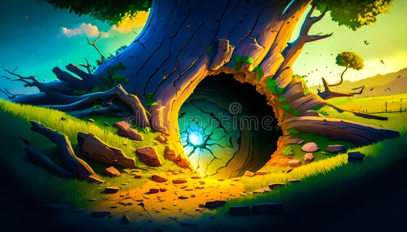 An Image of Tree with Hole in it. Generative AI Stock Illustration ...