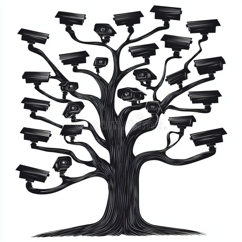 The Image of a Tree Laden with Security Cameras is a Creative ...