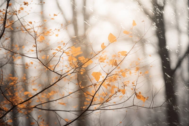 An Image of a Tree with Leaves in the Rain Stock Illustration ...