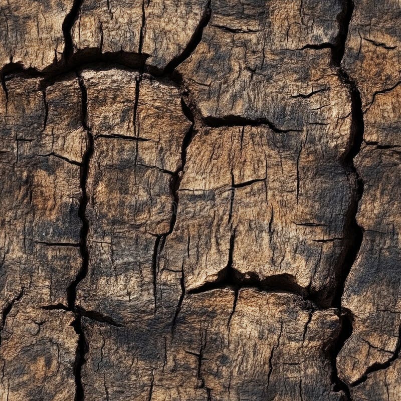 The Image is of a Tree Trunk with Deep Cracks and Splinters Stock Photo ...