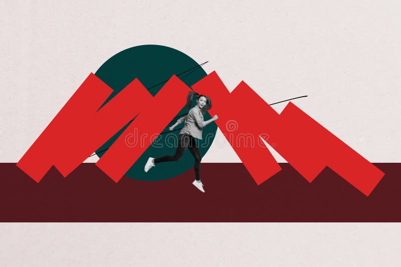 Image Trend Collage of Person Run Fast with Falling Bricks on White ...