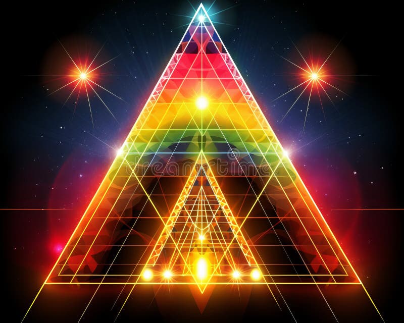 An Image of a Triangle with Glowing Lights on it Stock Illustration ...