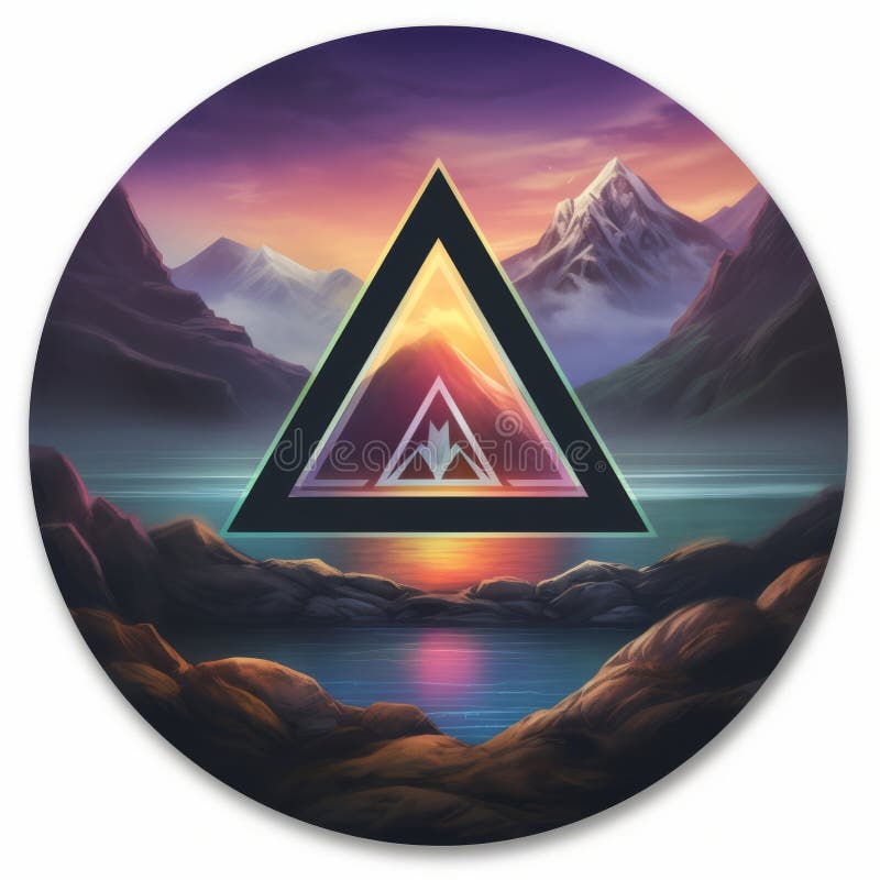 An Image of a Triangle with Mountains and Water in the Background Stock ...