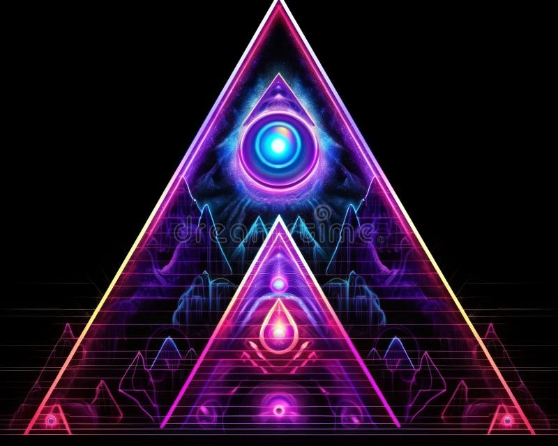 An Image of a Triangle with Neon Lights and an Eye in the Middle Stock ...