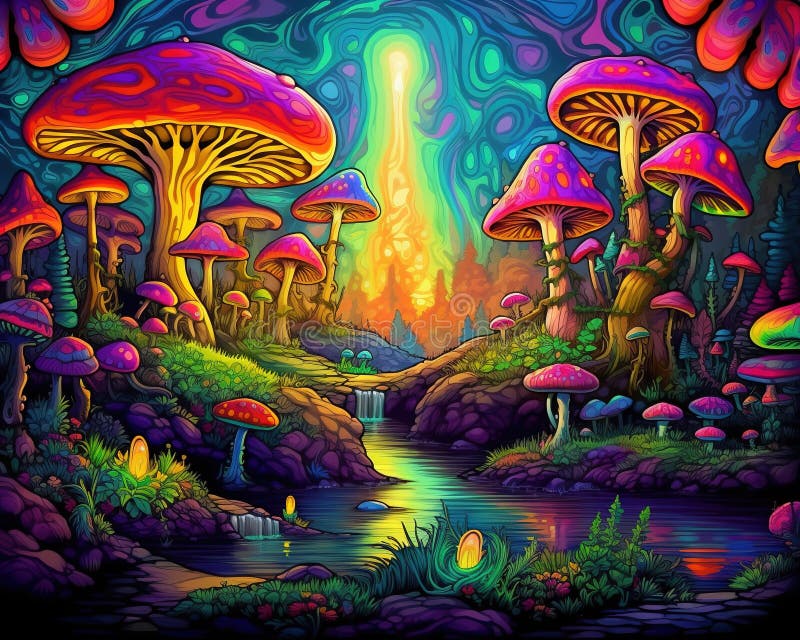 The Artwork is Retro Hippie Style Trippy and Psychedelic. Stock ...