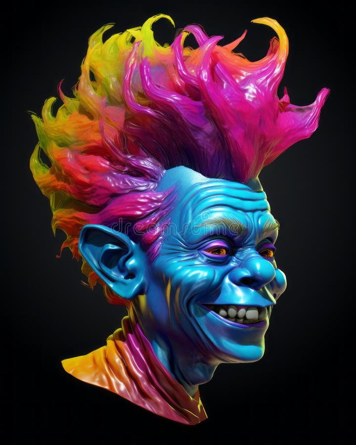 An Image of a Troll with Colorful Hair Stock Illustration ...