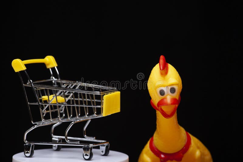 Image of Trolley Rubber Chicken Dark Background Stock Photo - Image of ...