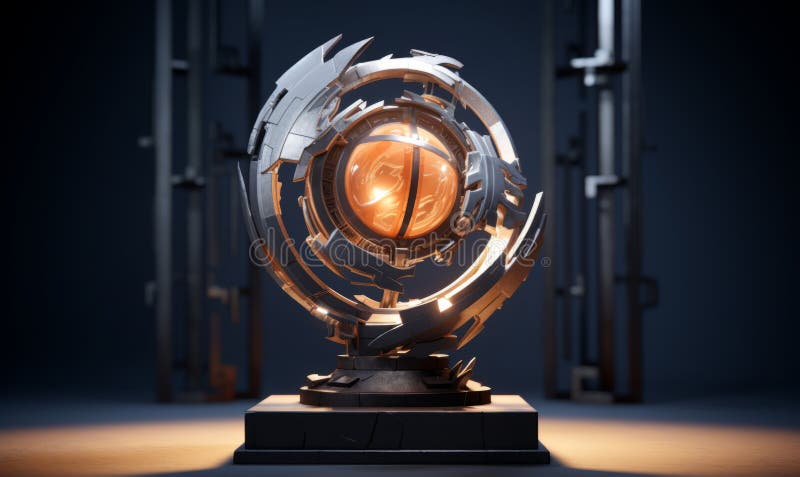 An Image of a Trophy with a Glowing Orb in it Stock Illustration ...