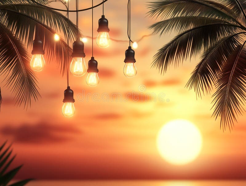 Image of a Tropical Summer Party Background Featuring Hanging String ...