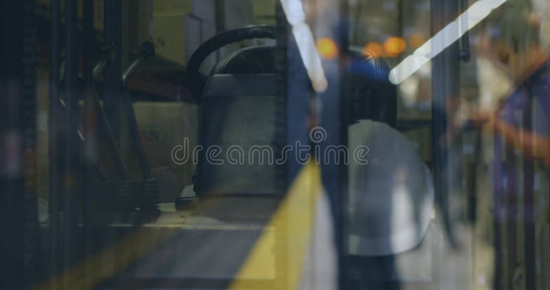 Image of Turret Truck Over Workers in Warehouse Stock Photo - Image of ...