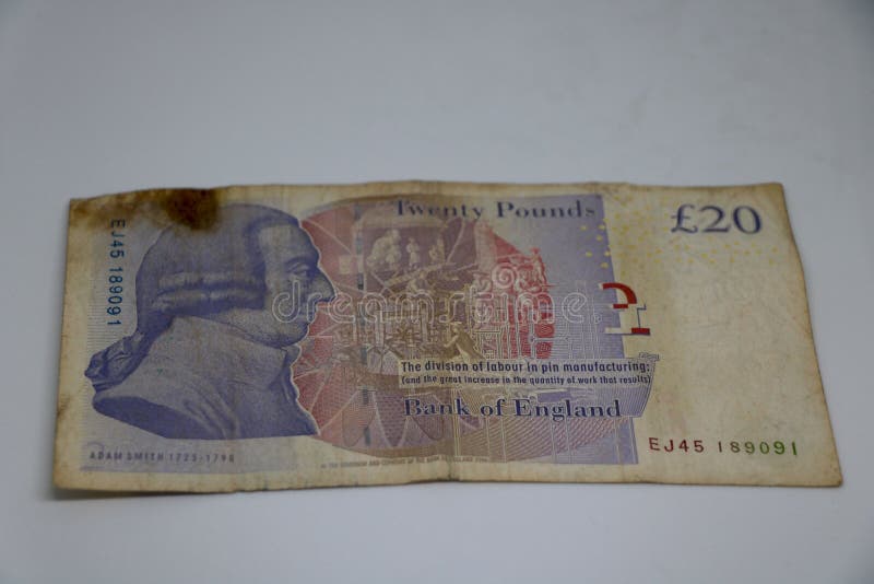 Twenty British Pound Sterling Currency Note Editorial Photography ...