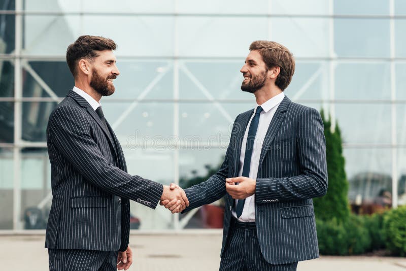 Image Two Business Partners in Elegant Suit Successful Handshake ...