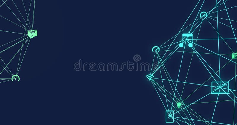 Image of Two Globes of Network Connections with Multimedia Icons Stock ...