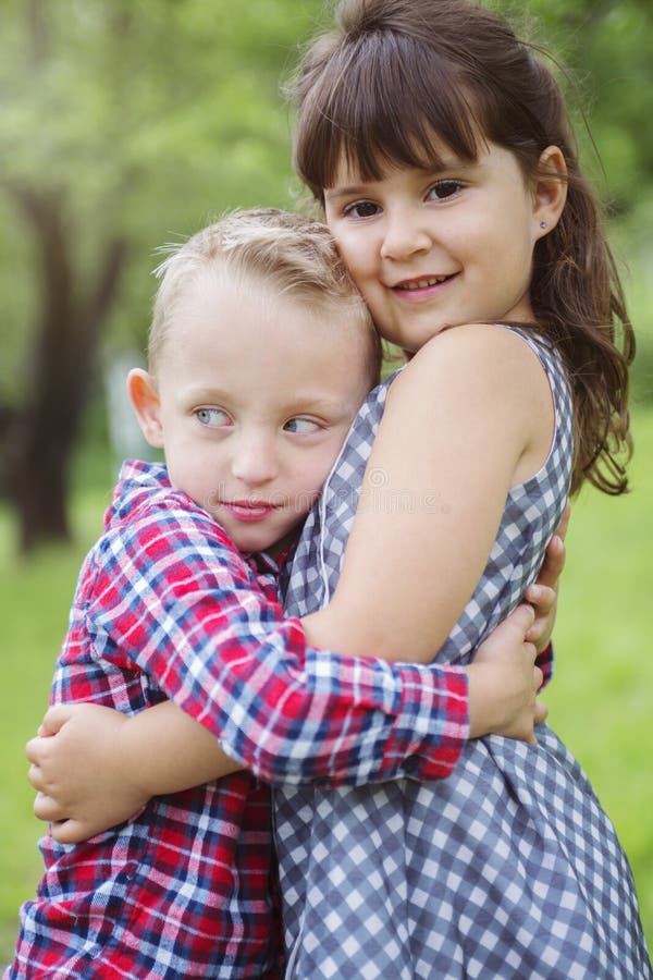 Image of Two Happy Children Having Fun in the Park Stock Image - Image ...