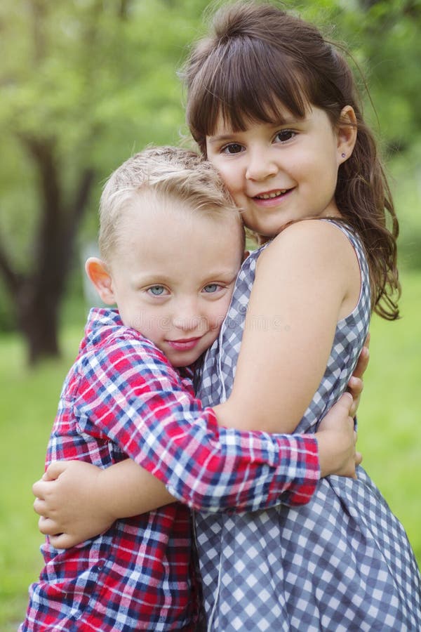 Image of Two Happy Children Having Fun in the Park Stock Image - Image ...