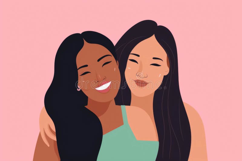 An Image of Two People of Different Races Embracing and Smiling. Stock ...