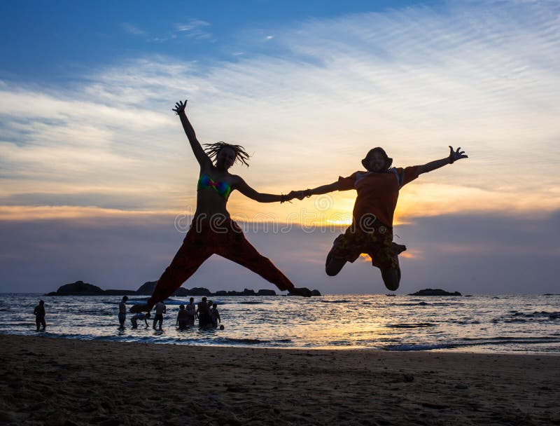 The Image of Two People in Love at Sunset Stock Image - Image of person ...