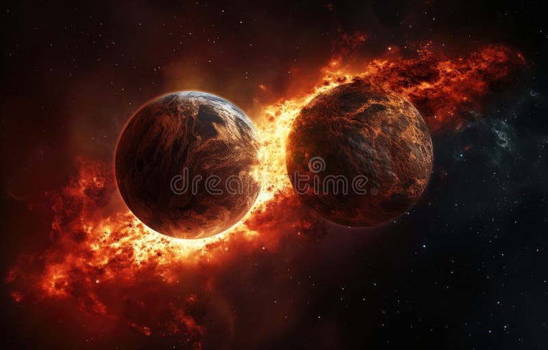 An Image of Two Planets in the Outer Space Stock Image - Image of space ...