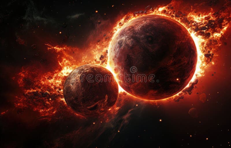 An Image of Two Planets in the Outer Space Stock Photo - Image of ...