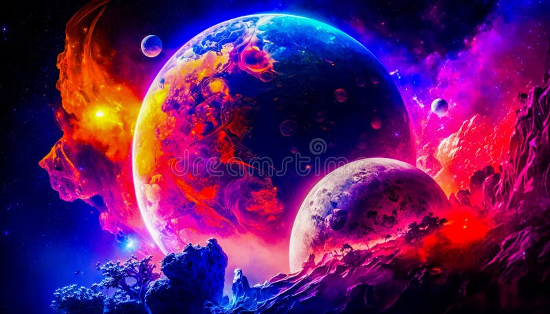 An Image of Two Planets in Outer Space. Generative AI Stock ...