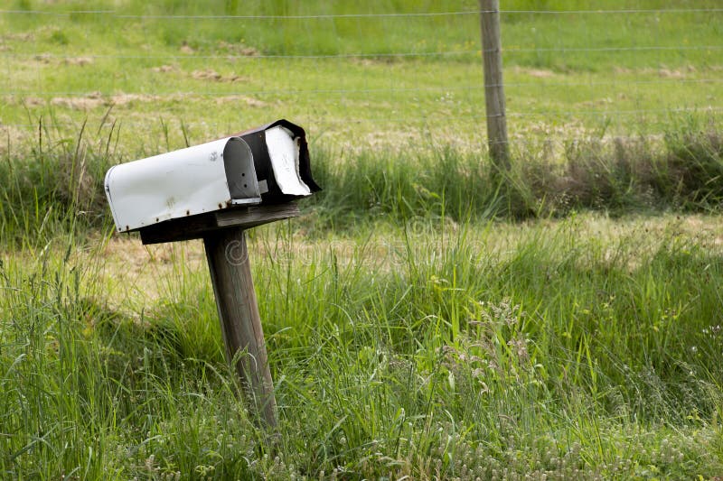 Two Old White Rural Mailboxes Stock Image - Image of container, bright ...