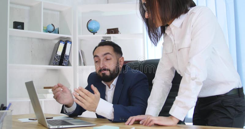 Image of Two Successful Business Partners Working at Meeting in Office ...