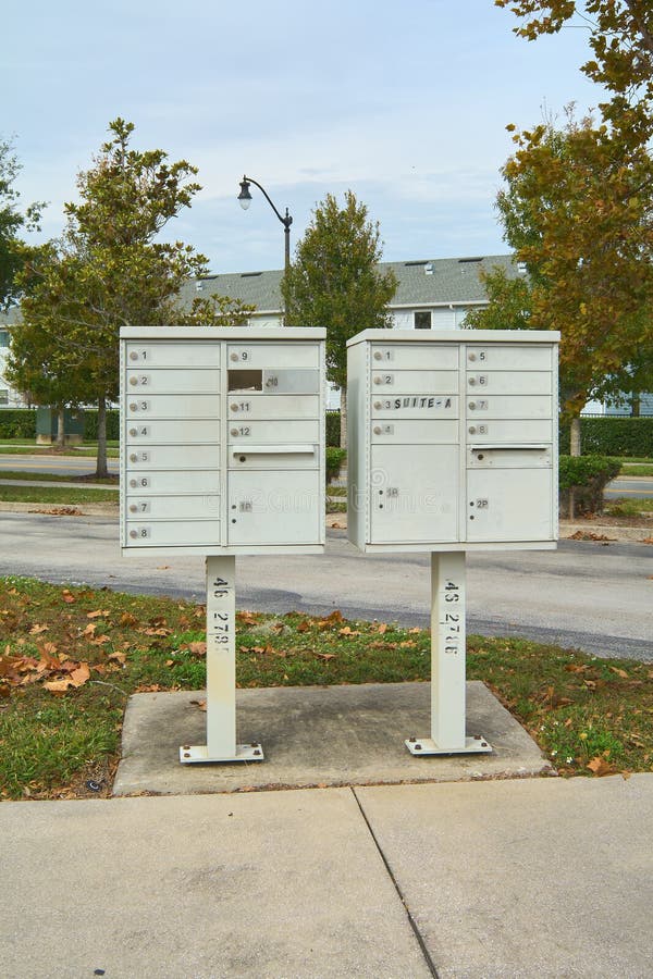 Community Mailboxes in a Quiet Neighborhood Stock Image - Image of ...