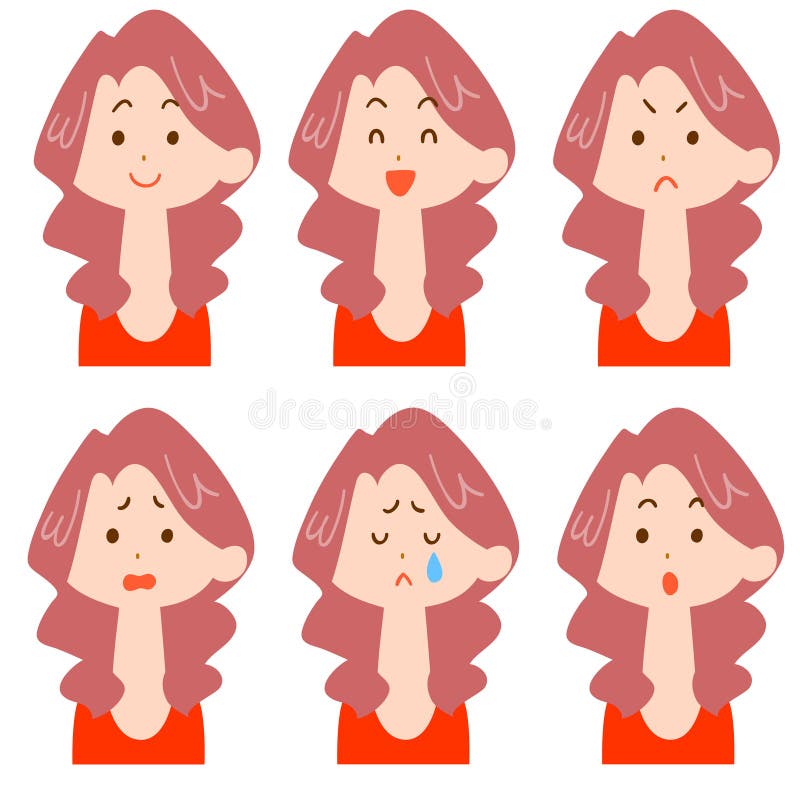 6 Types Of Facial Expressions Of Women With Long Permed Hair Upper