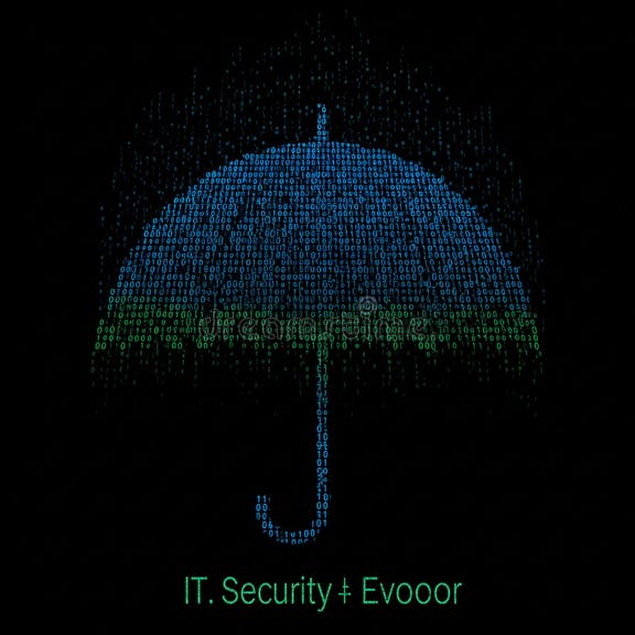 An Image of an Umbrella Constructed from Blue and Green Binary Code on ...