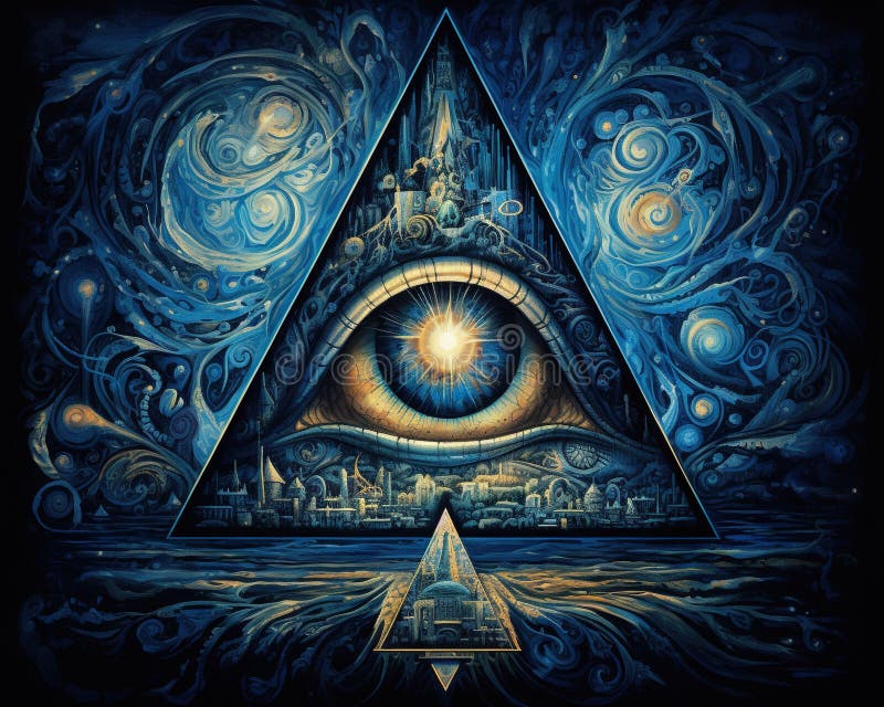 The Blue Eye of Providence Has a Pyramid Underwater. Stock Illustration ...