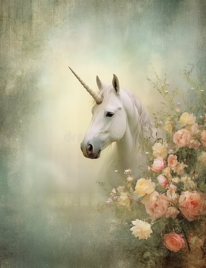 Unicorn Fantasy Old Paper, Junk Journal Digital Paper Stock ...