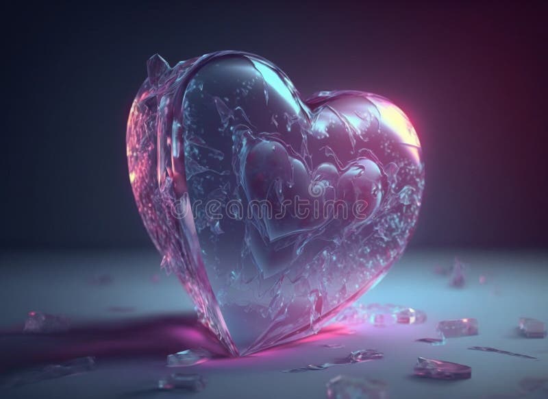 A Heart Shaped Ice Cube, Generative Ai Stock Illustration ...
