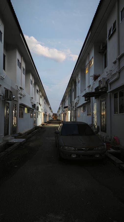 Unknown Car Park at the Dark Alley at Night Stock Photo - Image of ...