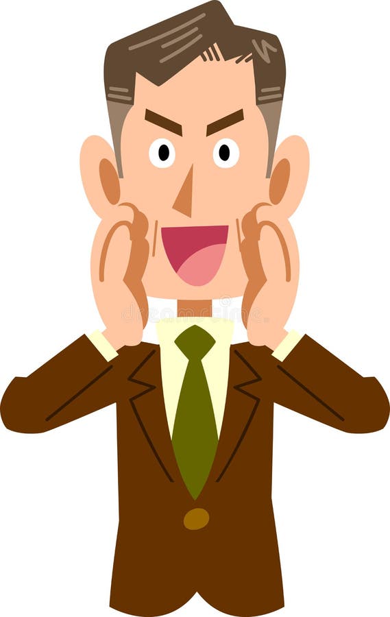 Upper Body of an Elderly Businessman Calling Out Loud Stock Vector ...