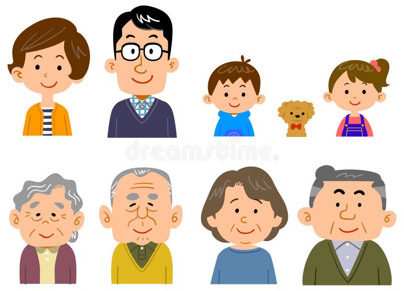 Upper Body of a Four Generation Family Stock Vector - Illustration of ...