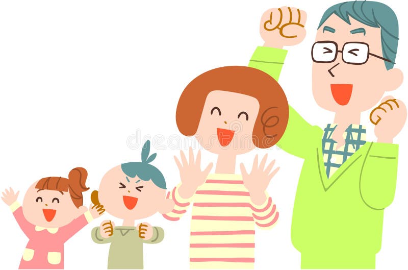 Upper Body of a Happy Family Facing Left No Outline Stock Vector ...