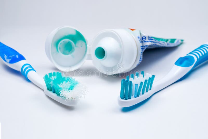 Image of Used Old and New Toothbrushes Isolated on a White Backg Stock ...