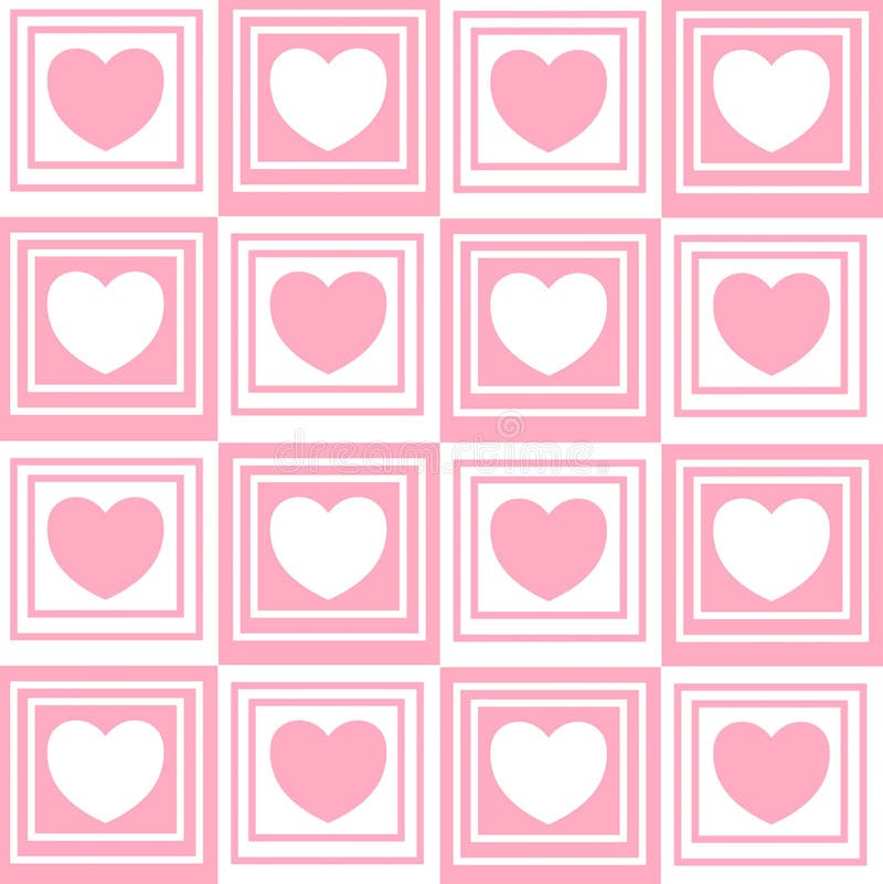 The Pink Heart in a Box Pattern Stock Illustration - Illustration of ...