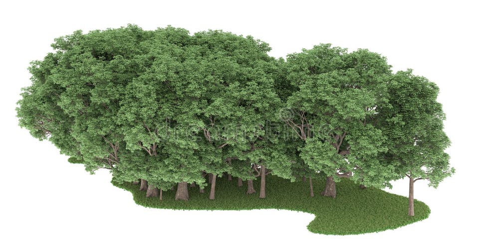 Realistic Forest Island on Transparent Background. 3d Rendering ...