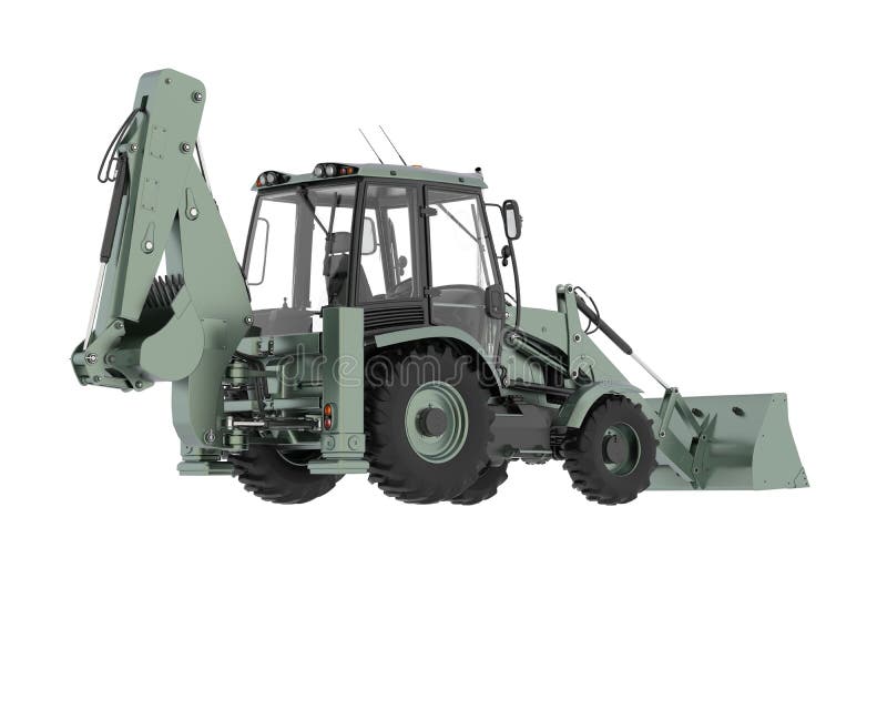 Backhoe Loader Isolated on Background. 3d Rendering - Illustration ...