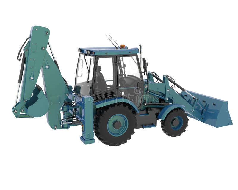 Backhoe Loader Isolated on Background. 3d Rendering - Illustration ...