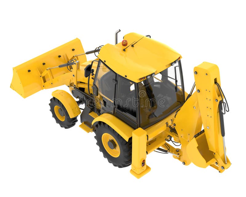Backhoe Loader Isolated on Background. 3d Rendering - Illustration ...