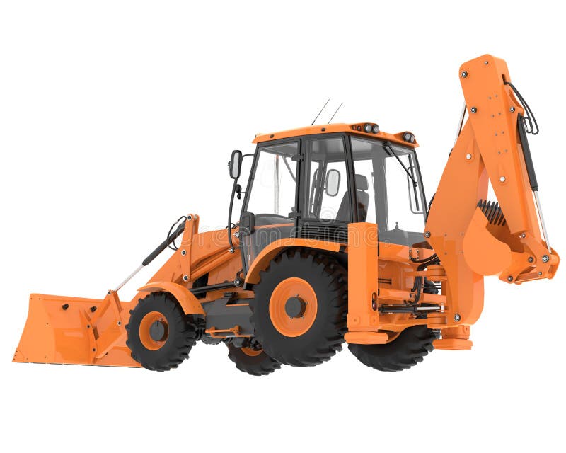 Backhoe Loader Isolated on Background. 3d Rendering - Illustration ...