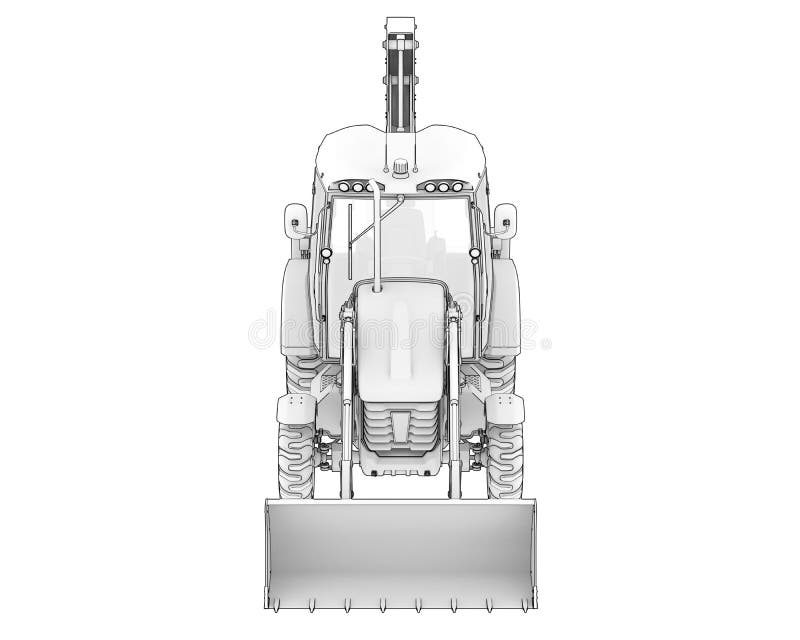 Backhoe Loader Isolated on Background. 3d Rendering - Illustration ...
