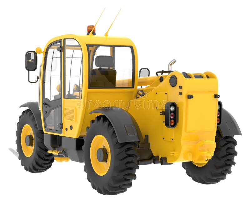 Telehandler Isolated on Background. 3d Rendering - Illustration Stock ...