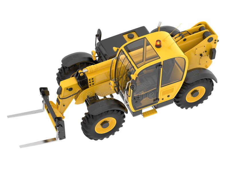 Telehandler Isolated on Background. 3d Rendering - Illustration Stock ...