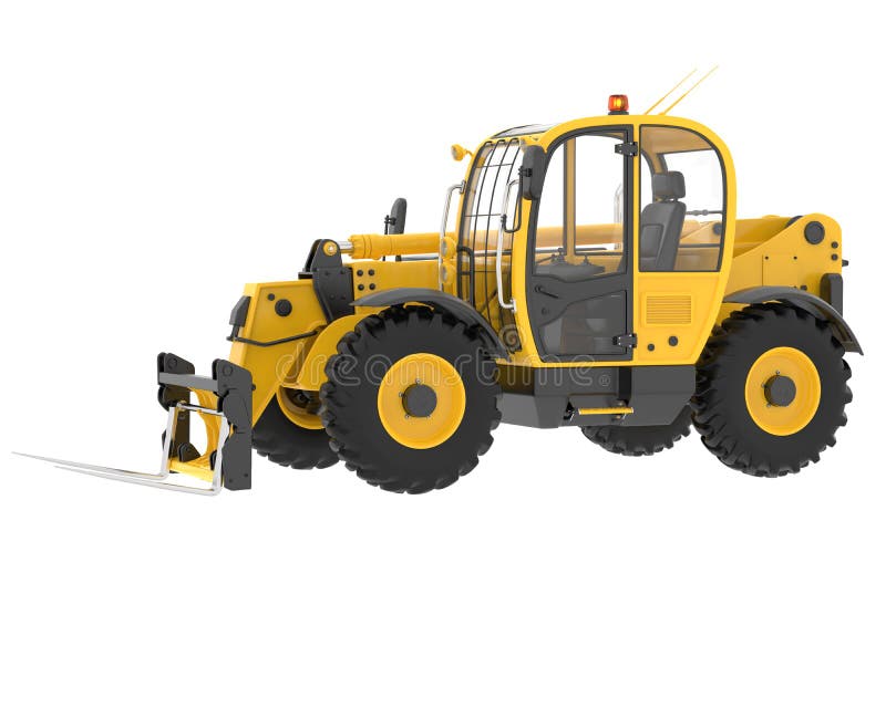 Telehandler Isolated on Background. 3d Rendering - Illustration Stock ...