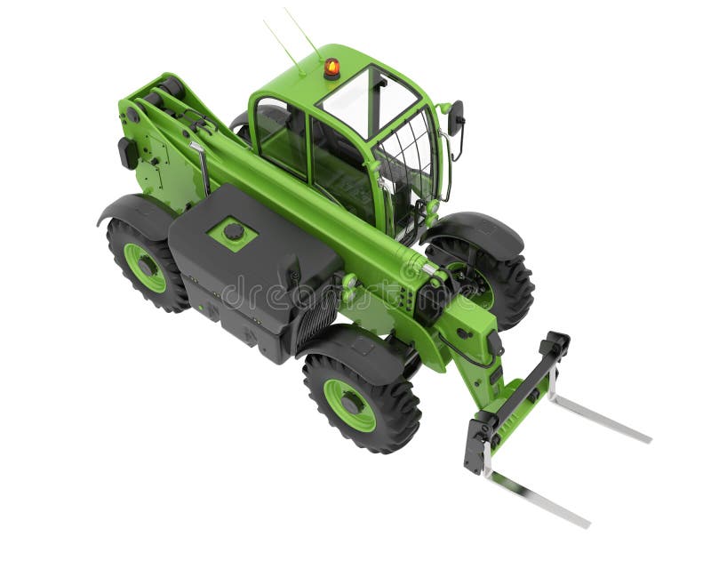 Telehandler Isolated on Background. 3d Rendering - Illustration Stock ...